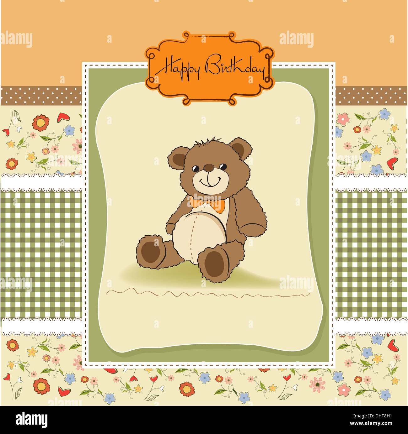 birthday card with a teddy bear Stock Photo - Alamy