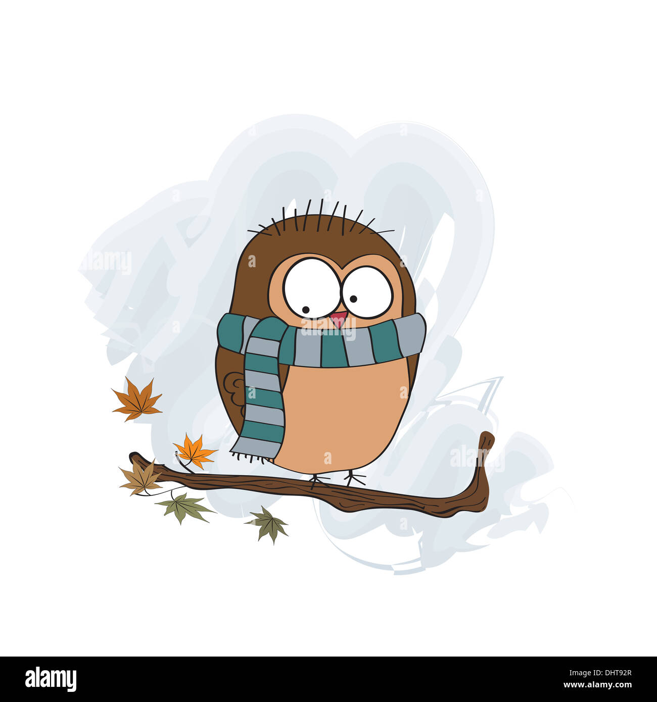 funny male bird with scarf, vector illustration Stock Photo - Alamy
