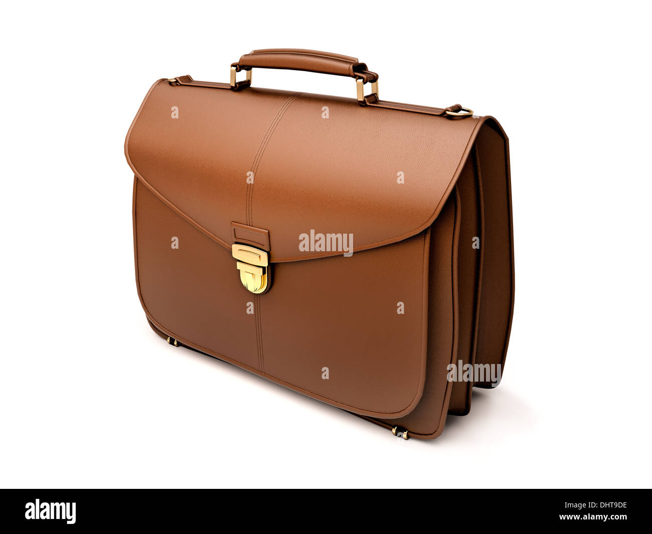 Brown business briefcase isolated Stock Photo - Alamy