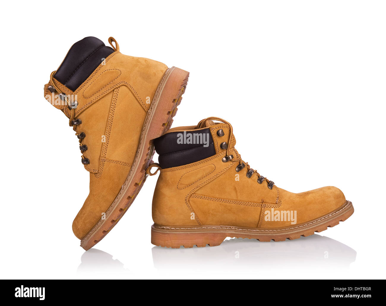 Pair safety lace boots Cut Out Stock Images & Pictures - Alamy