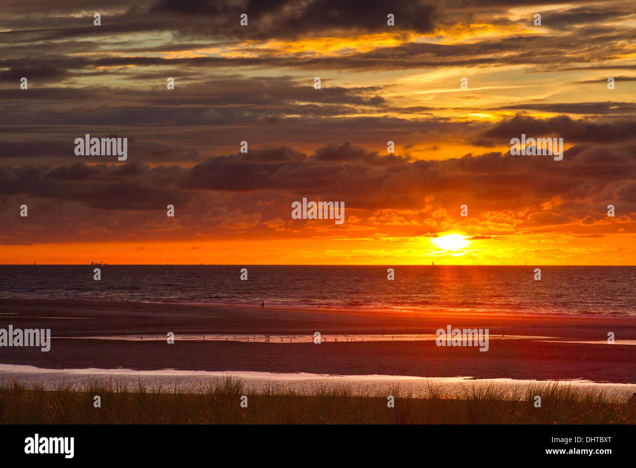 sunset at north sea Stock Photo - Alamy