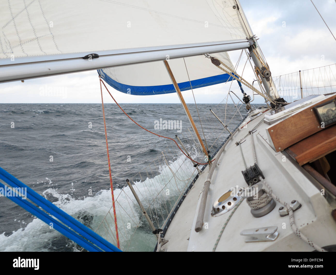 Yachting yacht sailboat sailing in baltic sea overcast sky summer ...