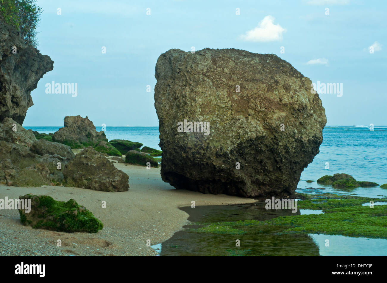 large stones, on the banks of the beautiful beaches in Bali, Indonesia ...