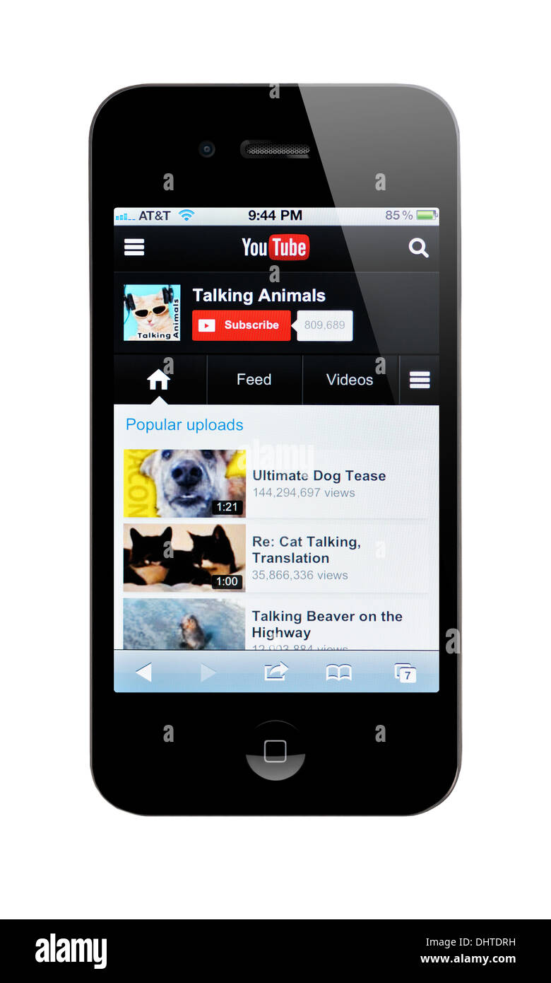Iphone screen showing youtube hi-res stock photography and images - Alamy