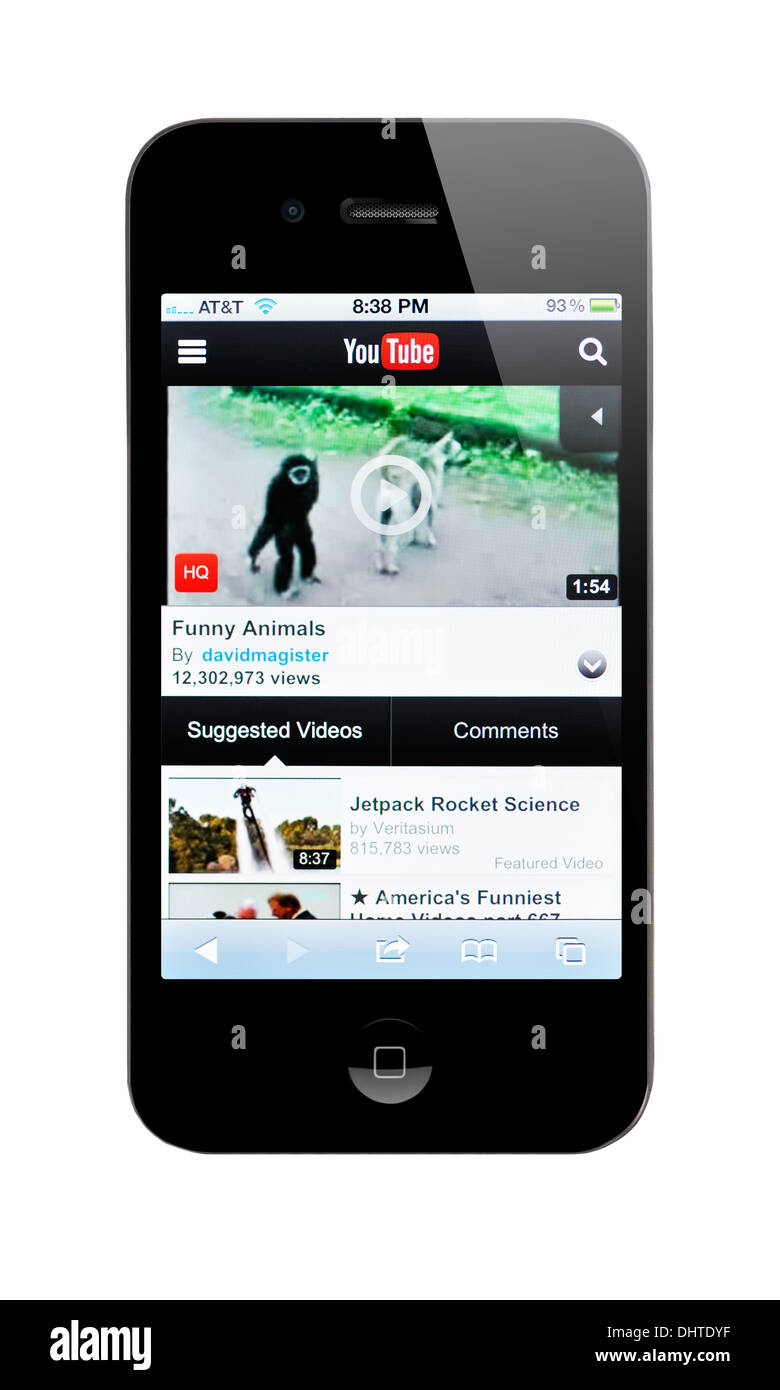 Iphone screen showing youtube hi-res stock photography and images - Alamy