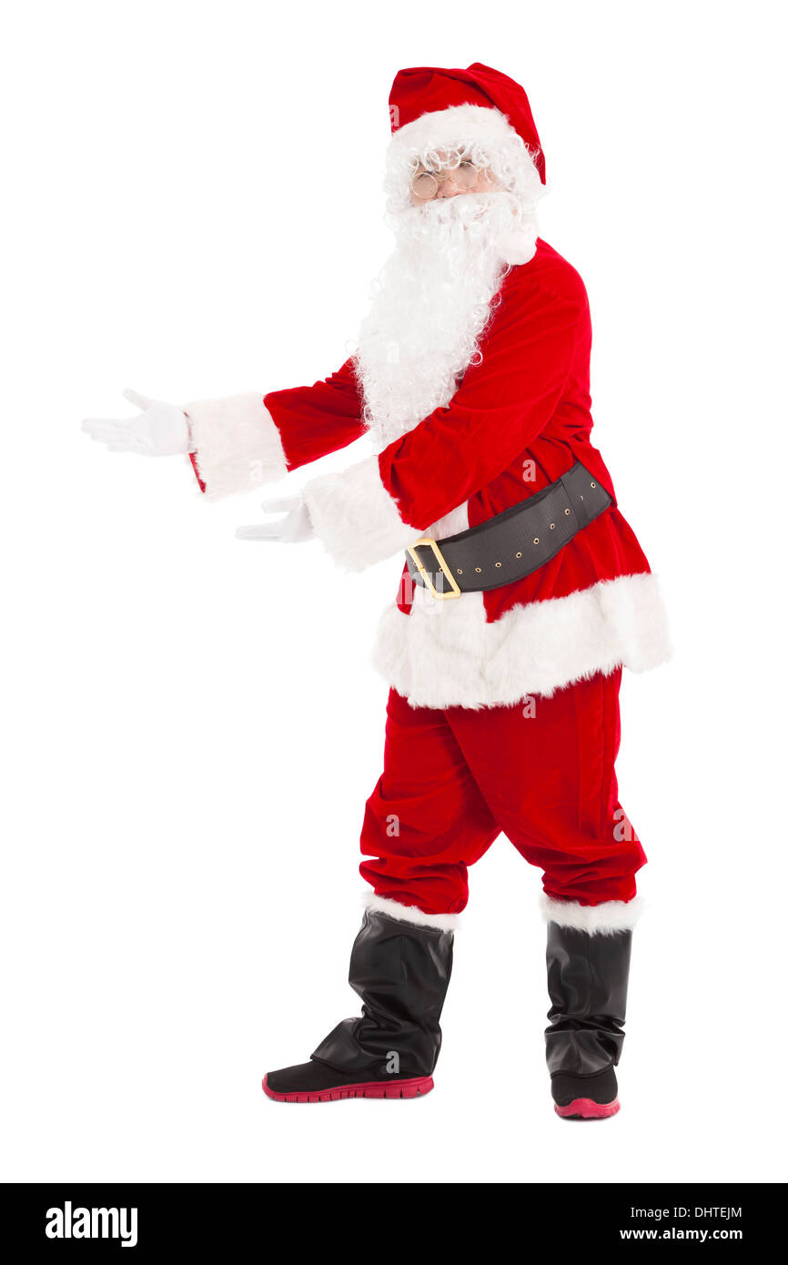 merry Christmas Santa Claus with welcome gesture Stock Photo - Alamy