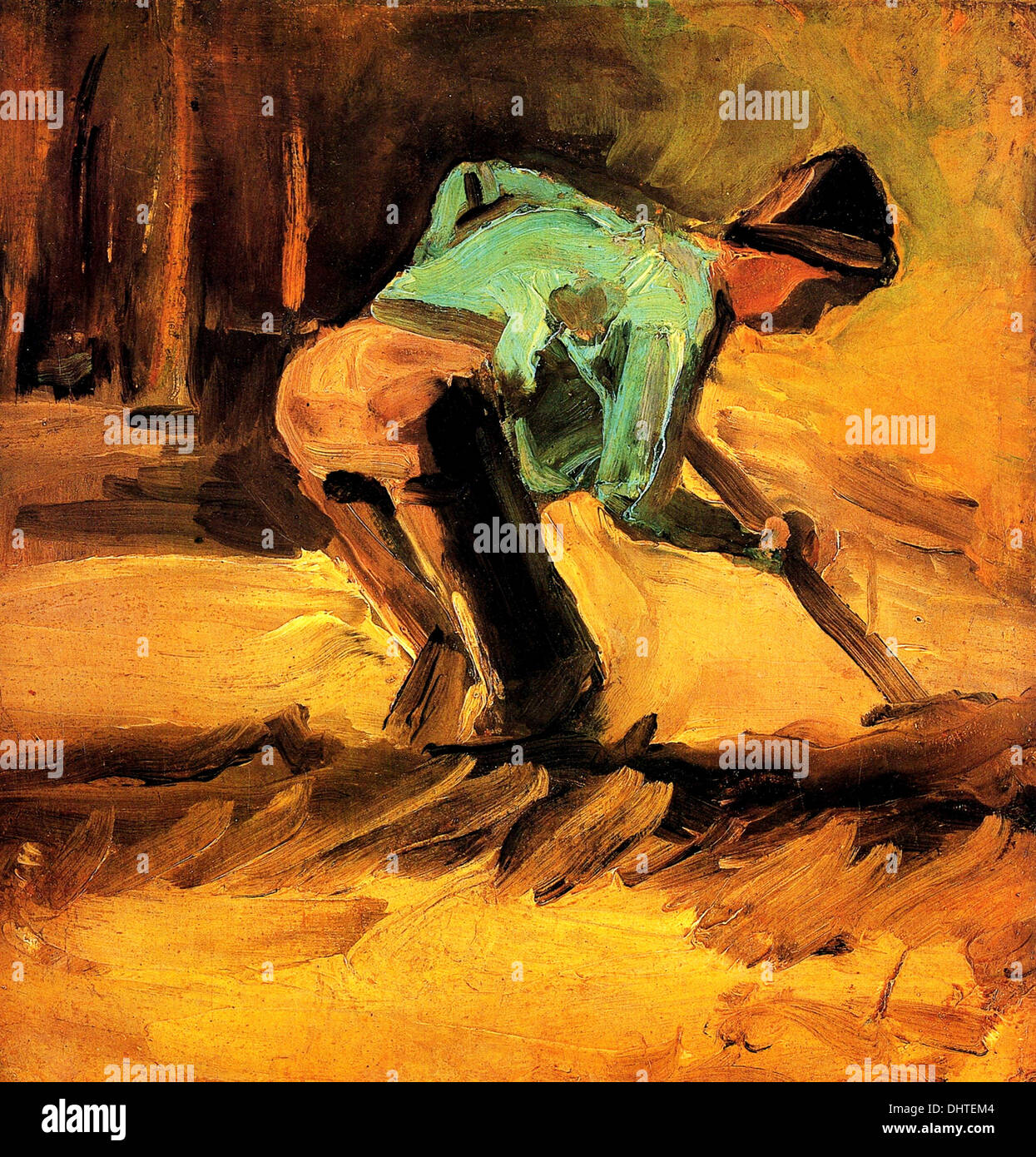 Man Stooping with Stick or Spade - by Vincent van Gogh, 1882 Stock ...