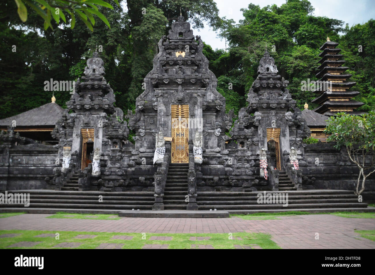 Photos from the front of an old temple in Bali as a symbol of the god ...