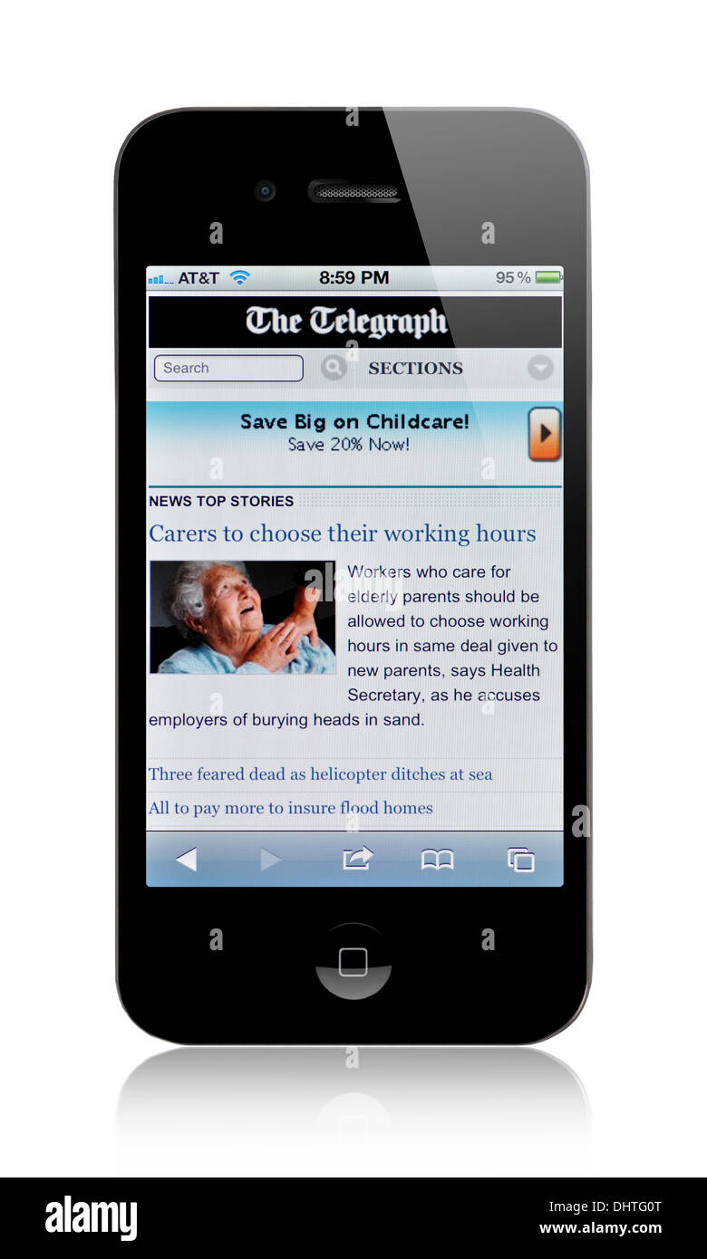 iPhone screen showing The Telegraph newspaper website Stock Photo - Alamy