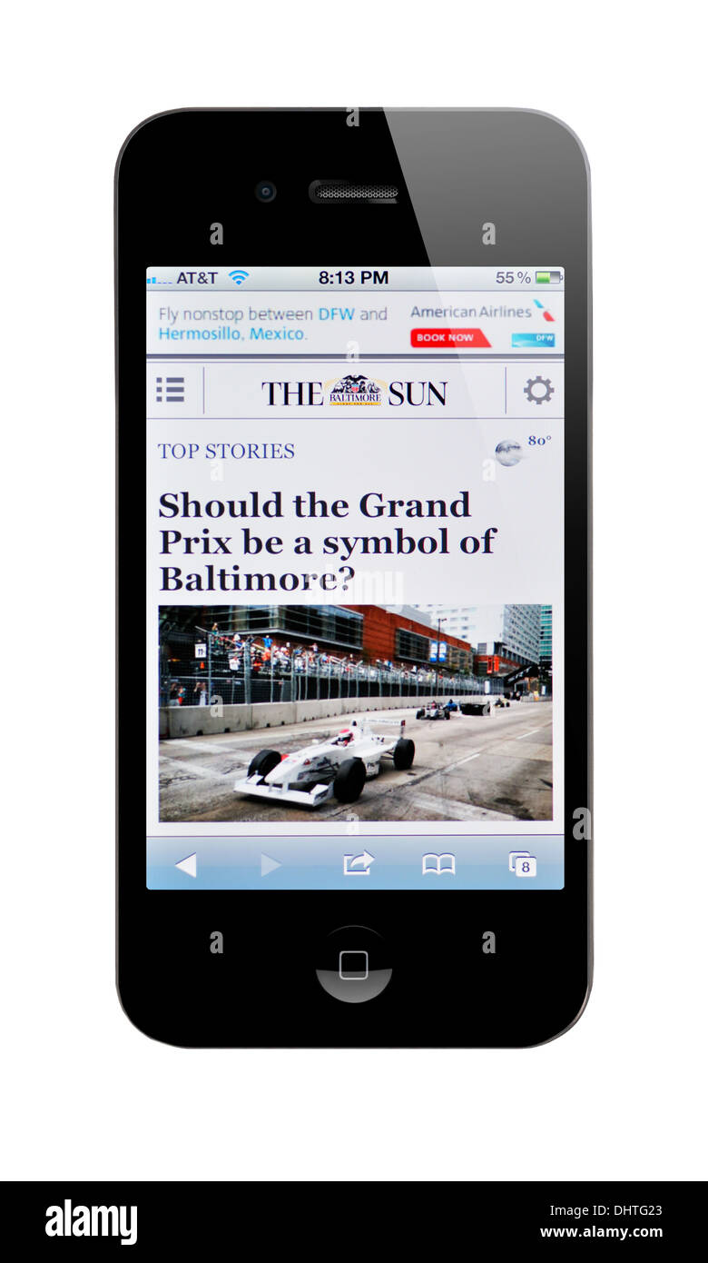 iPhone screen showing The Sun Newspaper website Stock Photo - Alamy