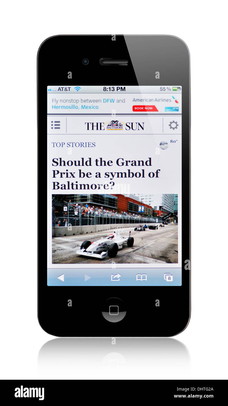 iPhone screen showing The Sun Newspaper website Stock Photo - Alamy