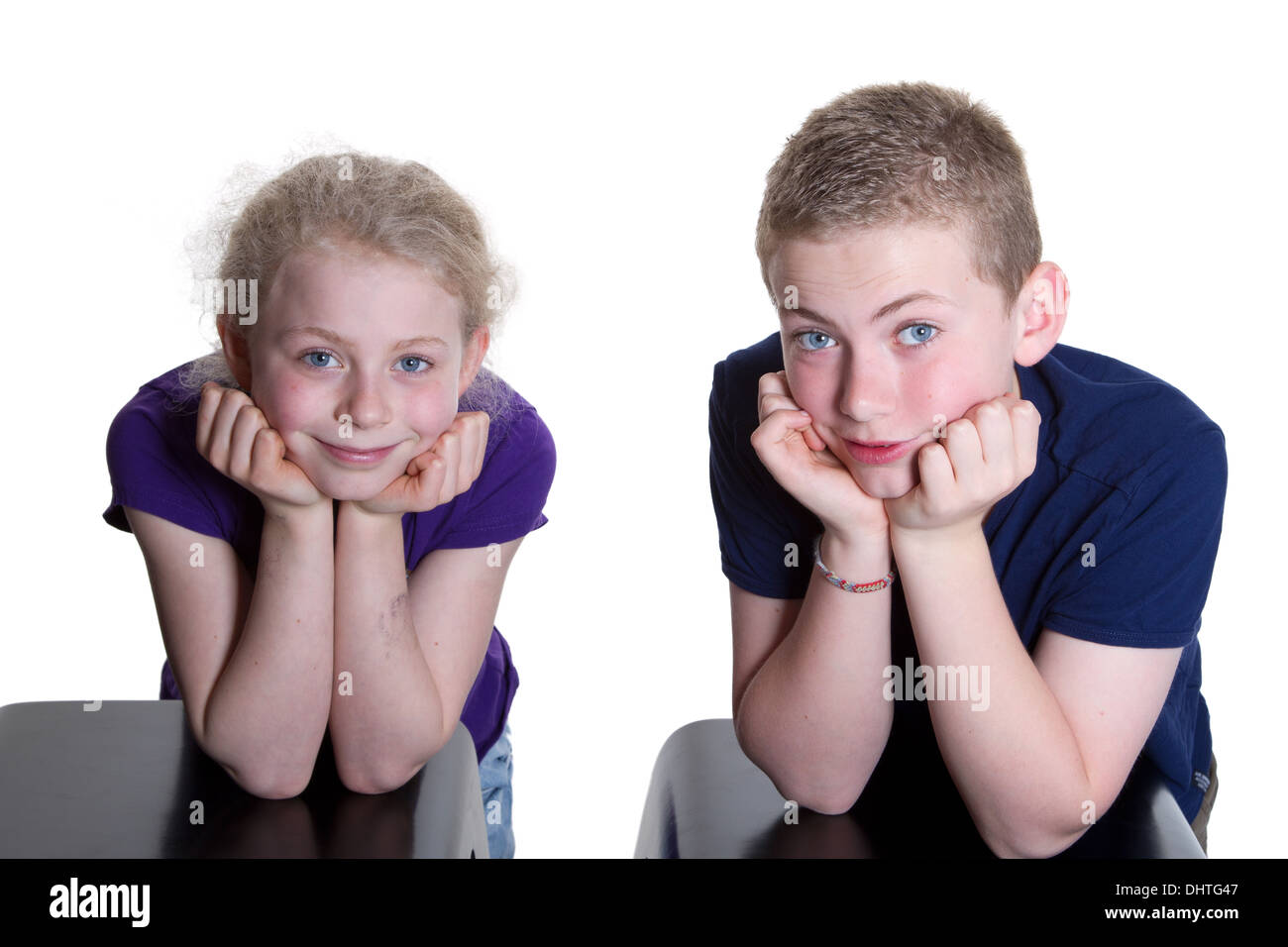 Bored kids with white background; shot in studio Stock Photo - Alamy