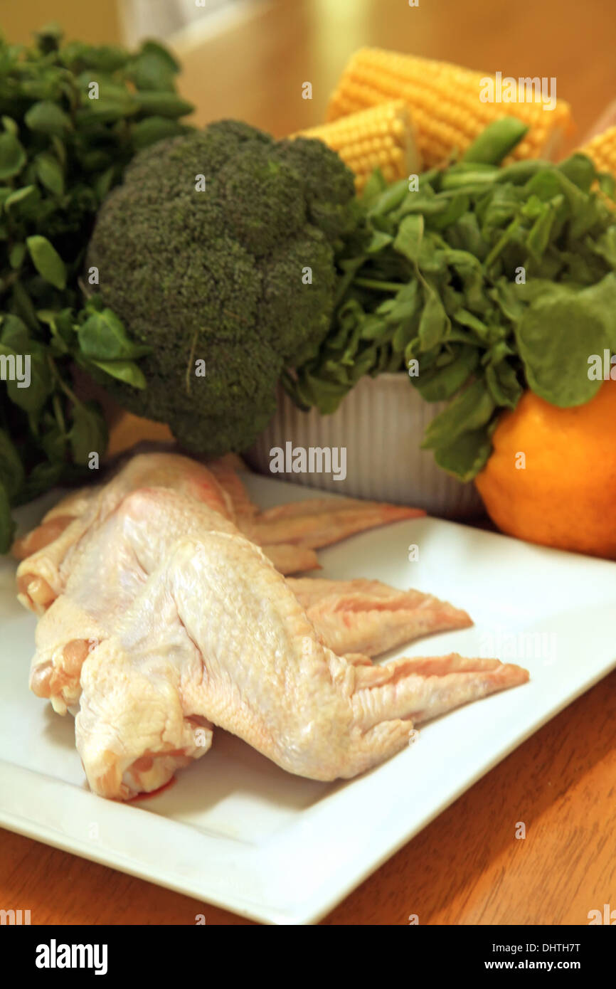 Row of Chicken Wings in Gourmet Style Stock Photo - Alamy