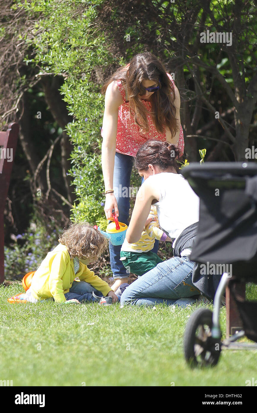Jools Oliver enjoying the sunshine in Primrose Hill with her son Buddy ...
