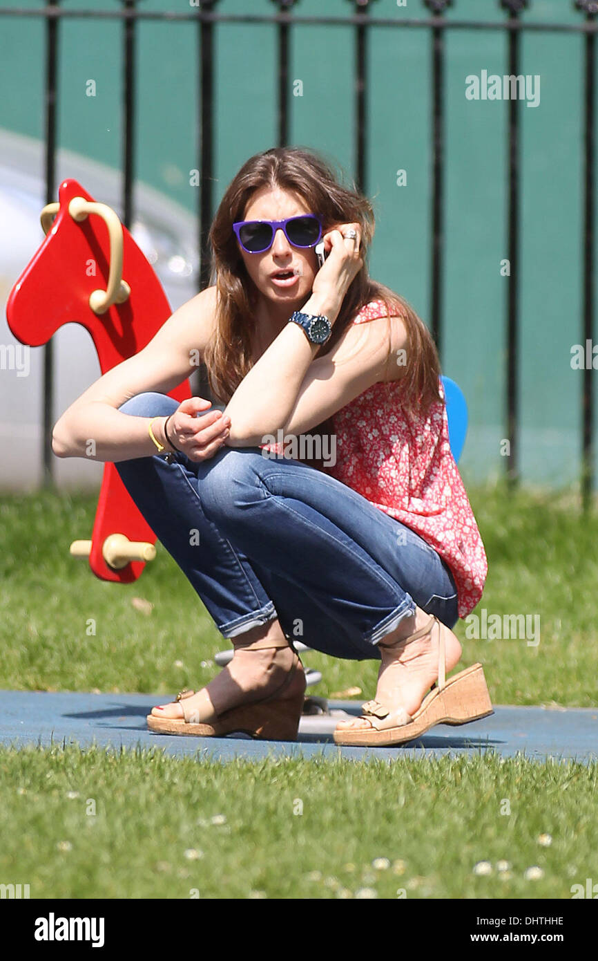 Jools Oliver enjoying the sunshine in Primrose Hill London, England ...