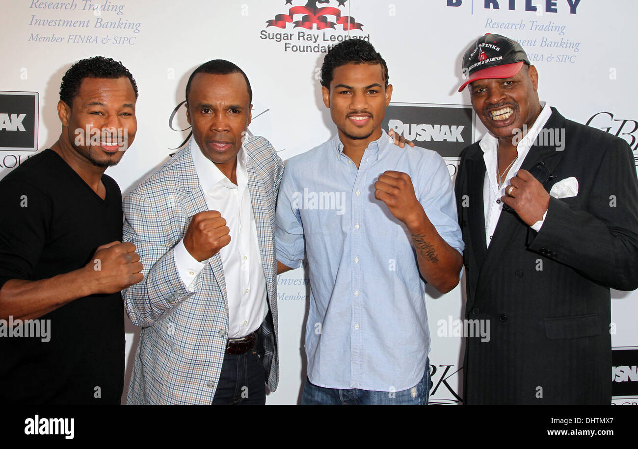 Shane Mosley, Sugar Ray Leonard, Shane Mosley Junior and Leon Spinks ...