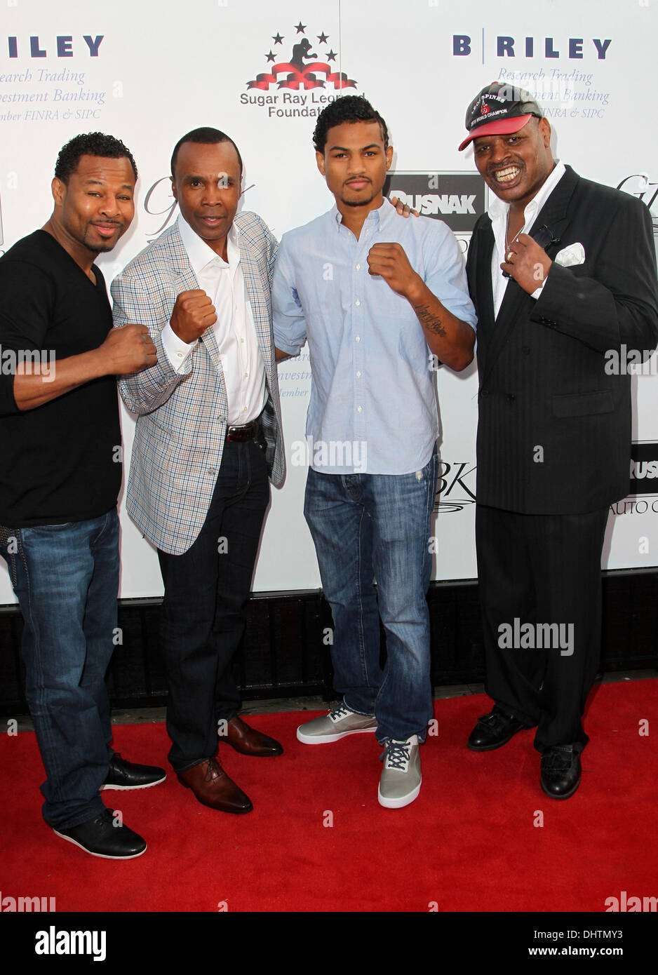 Shane Mosley, Sugar Ray Leonard, Shane Mosley Junior and Leon Spinks ...