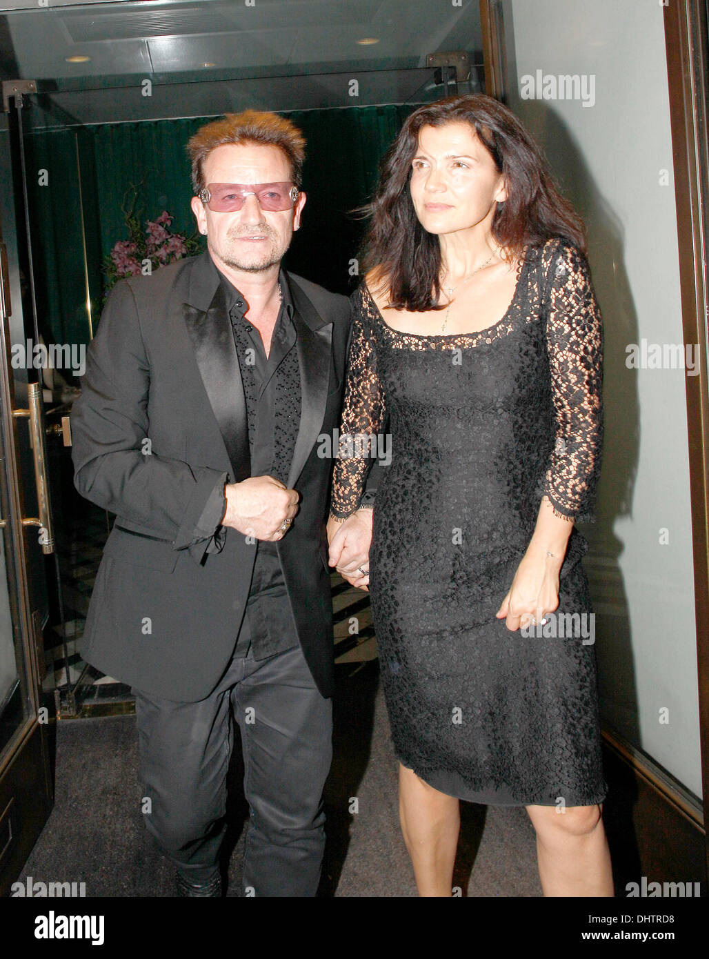 Bono and his wife Alison Hewson leaving Cecconi's restaurant London ...