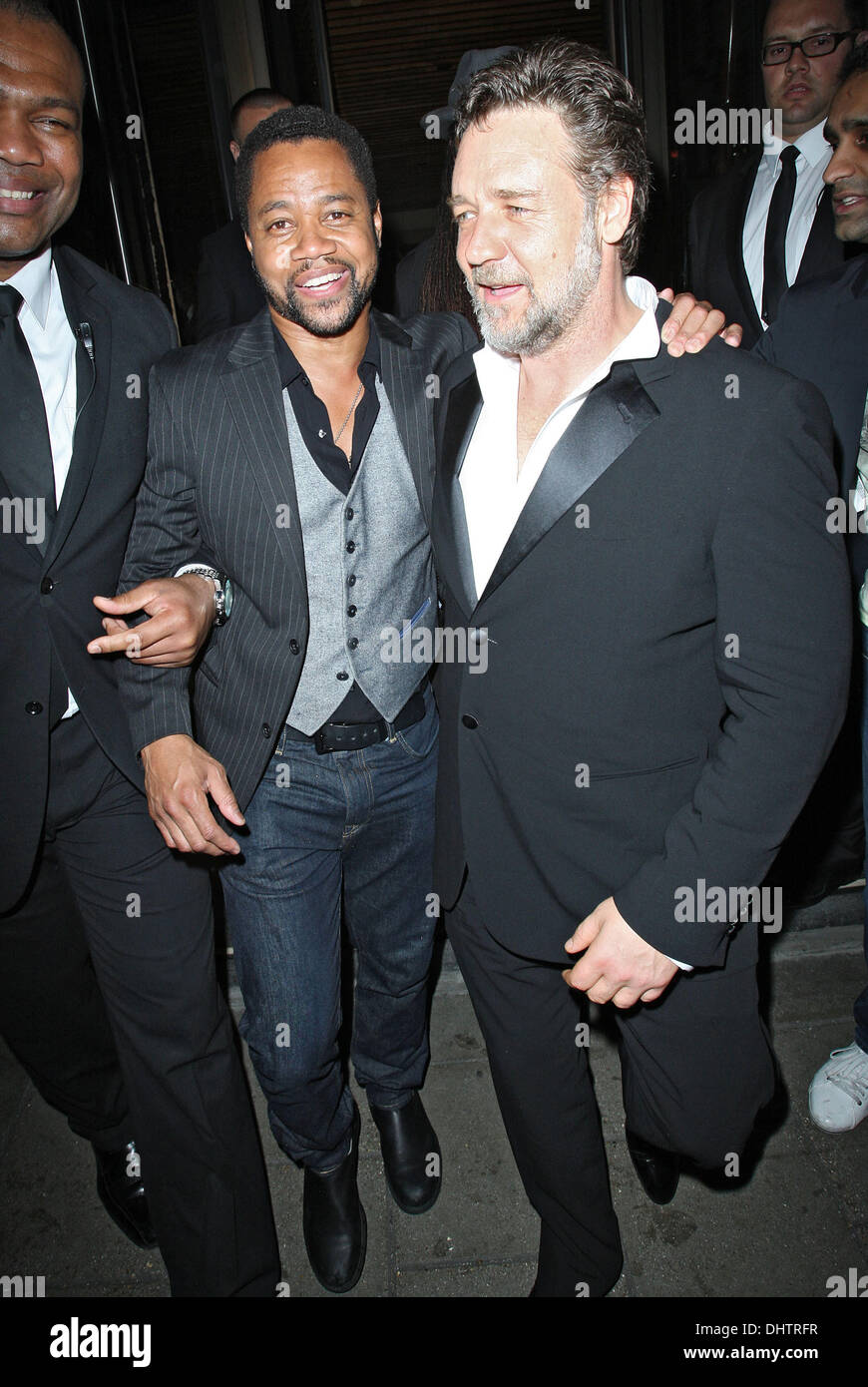 Russell Crowe and Cuba Gooding Jr leaving Novikov restaurant. London ...