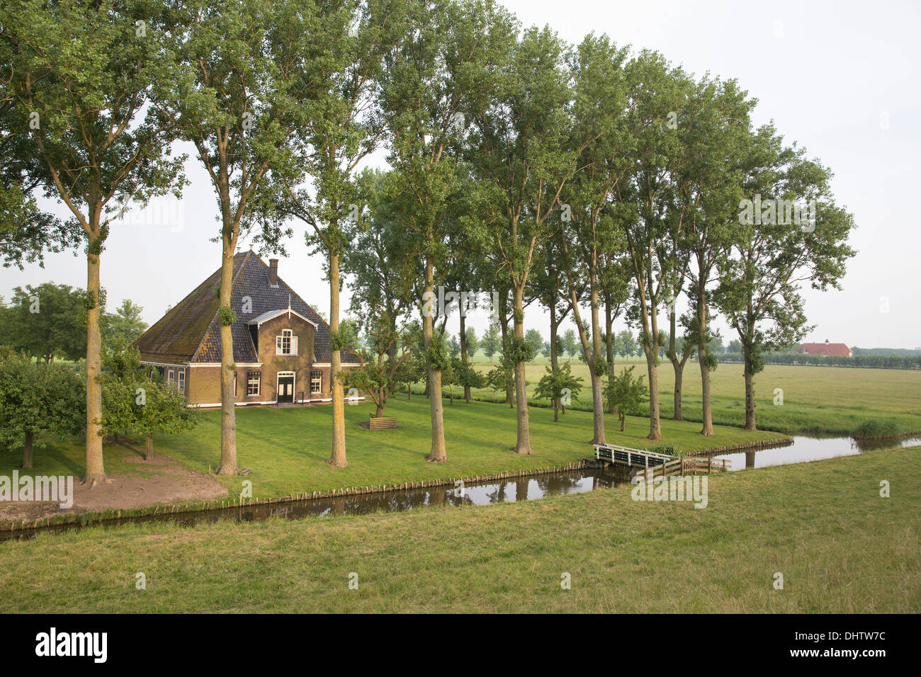 Netherlands, Middenbeemster, Typical farm called Stolpboerderij in Beemster polder, a UNESCO ...