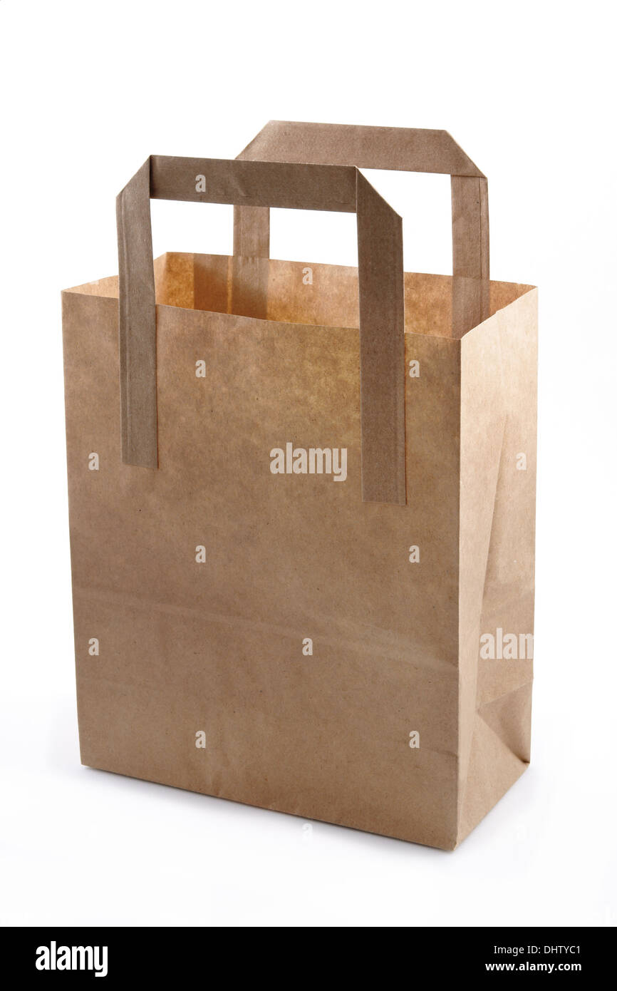 Brown Paper Shopping Bag studio isolated Stock Photo - Alamy
