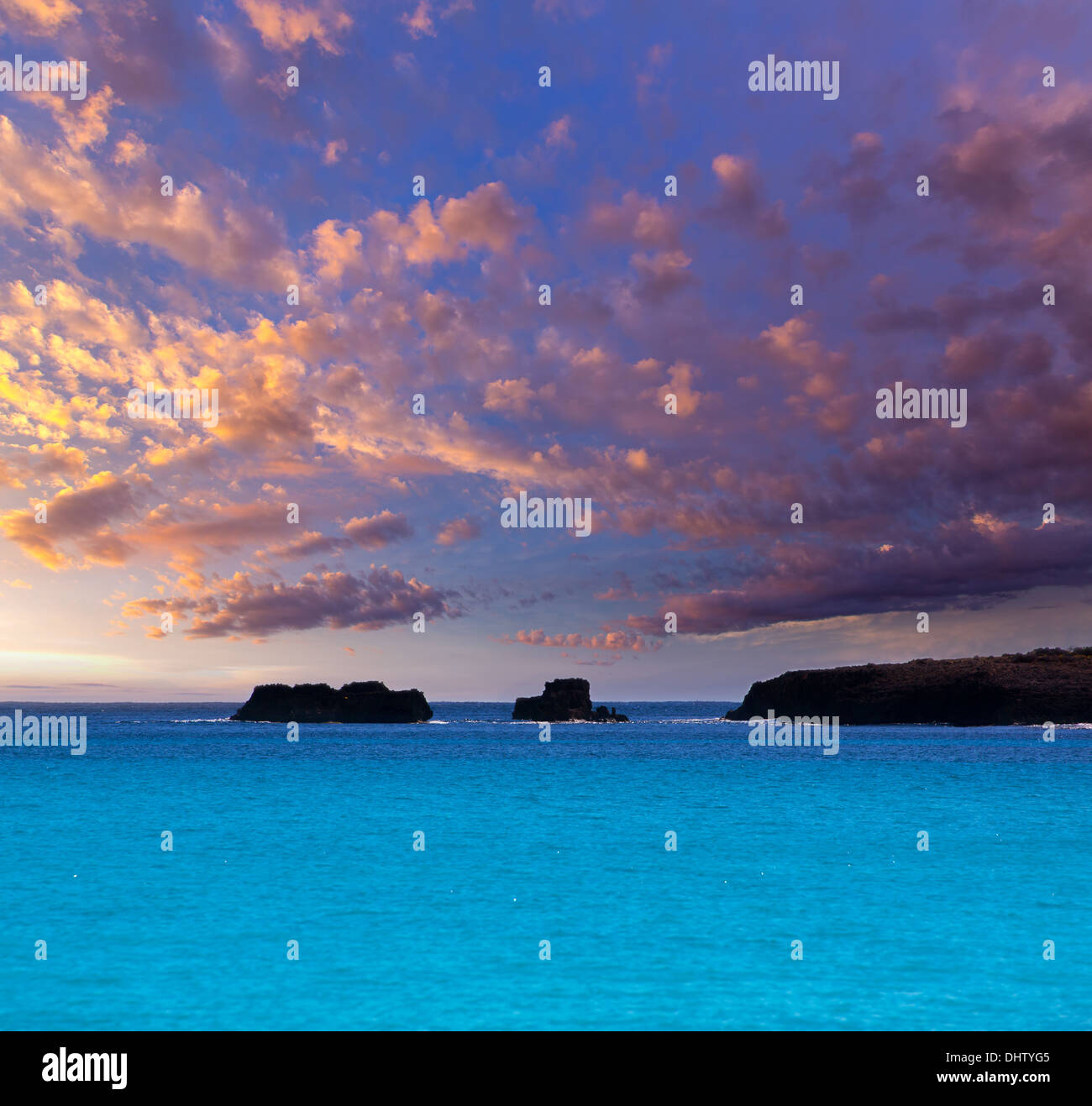 Menorca Son Saura beach sunset in Ciutadella turquoise color at ...