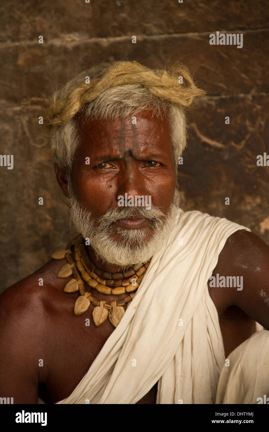 Portrait of Old Holy Man at the banks of yamuna river, vrindavan ...