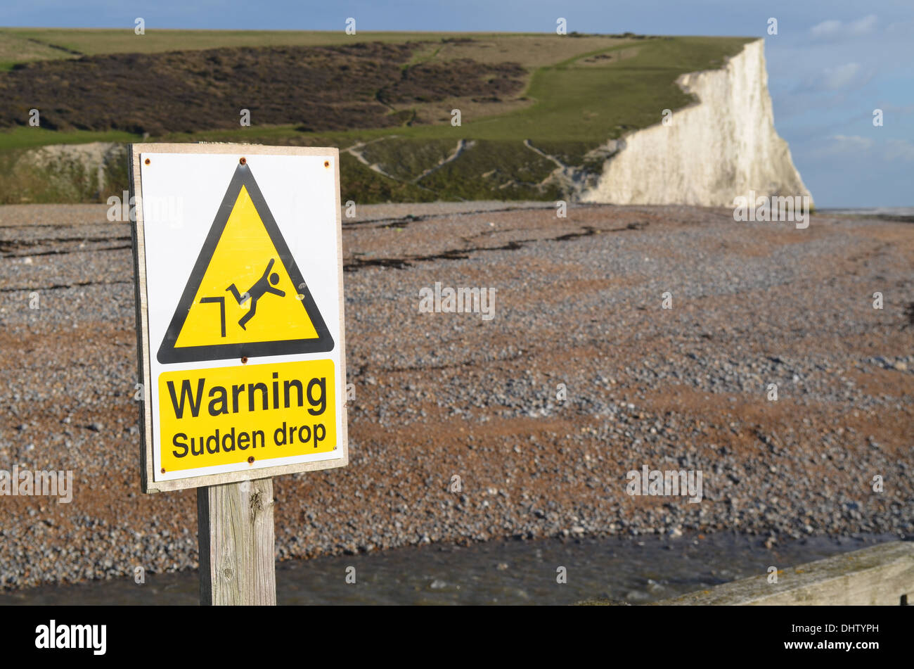 Danger sudden drop sign hi-res stock photography and images - Alamy