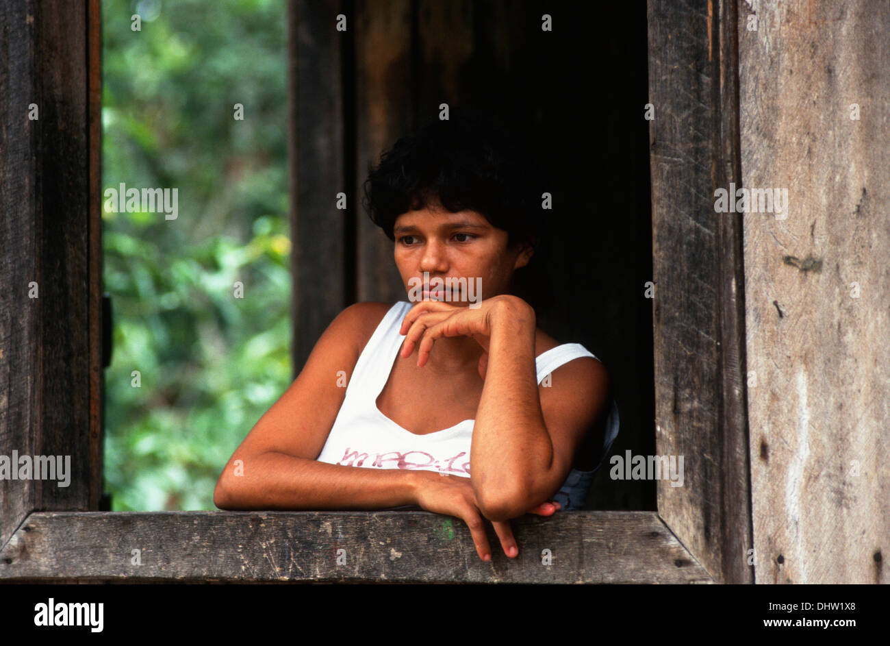 girl, village, amazon rainforest, belem, state of para, amazon region ...