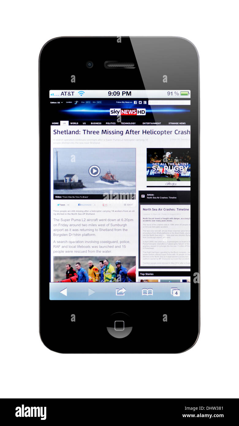 iPhone screen showing Sky News website Stock Photo - Alamy