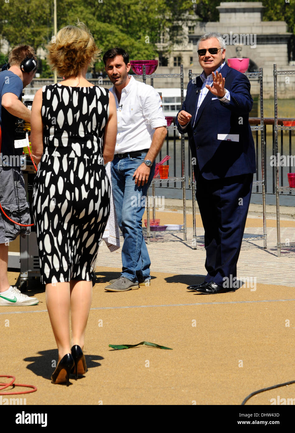 Eamonn Holmes and Ruth Langsford filming for 'This Morning' outside the ...