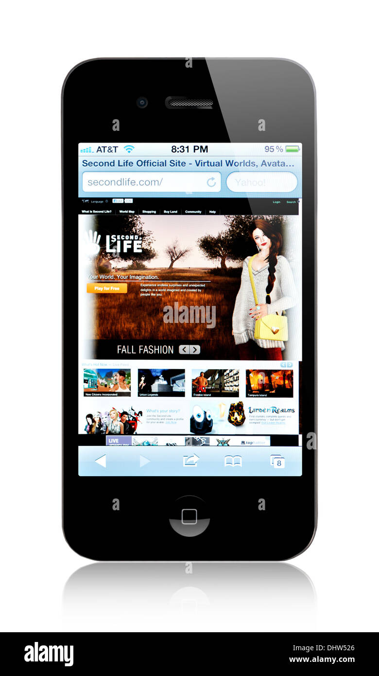 iPhone screen showing Second Life website Stock Photo - Alamy