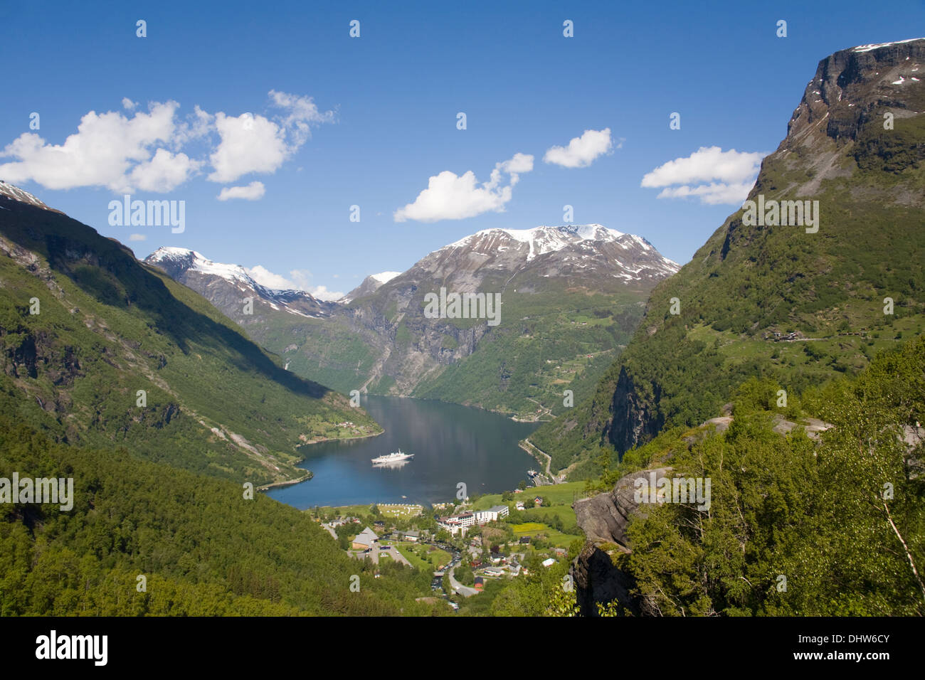 Geiranger fiord Flydal viewpoint Mountains Norway Stock Photo - Alamy