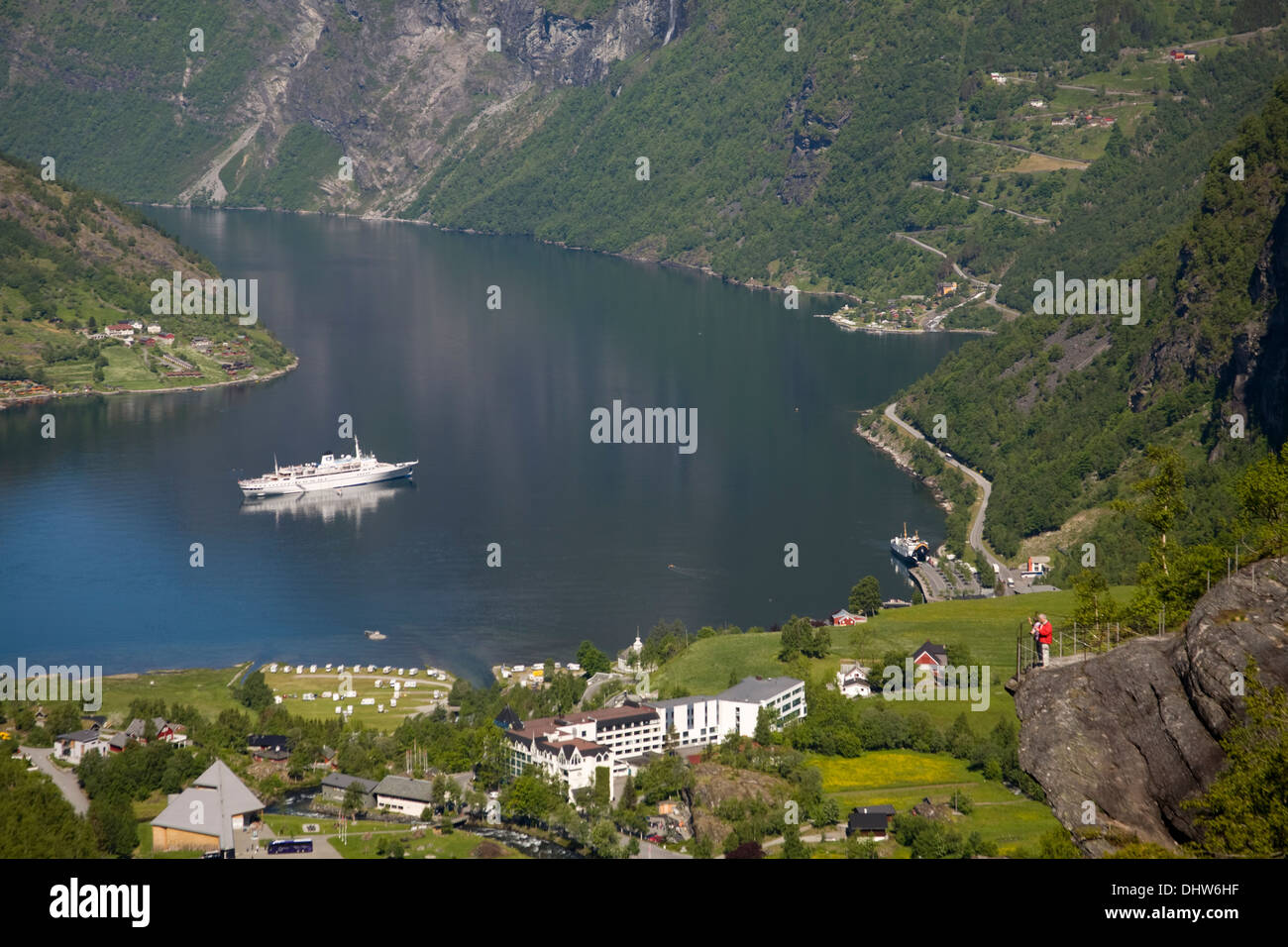 Geiranger fiord Flydal viewpoint Mountains Norway Stock Photo - Alamy
