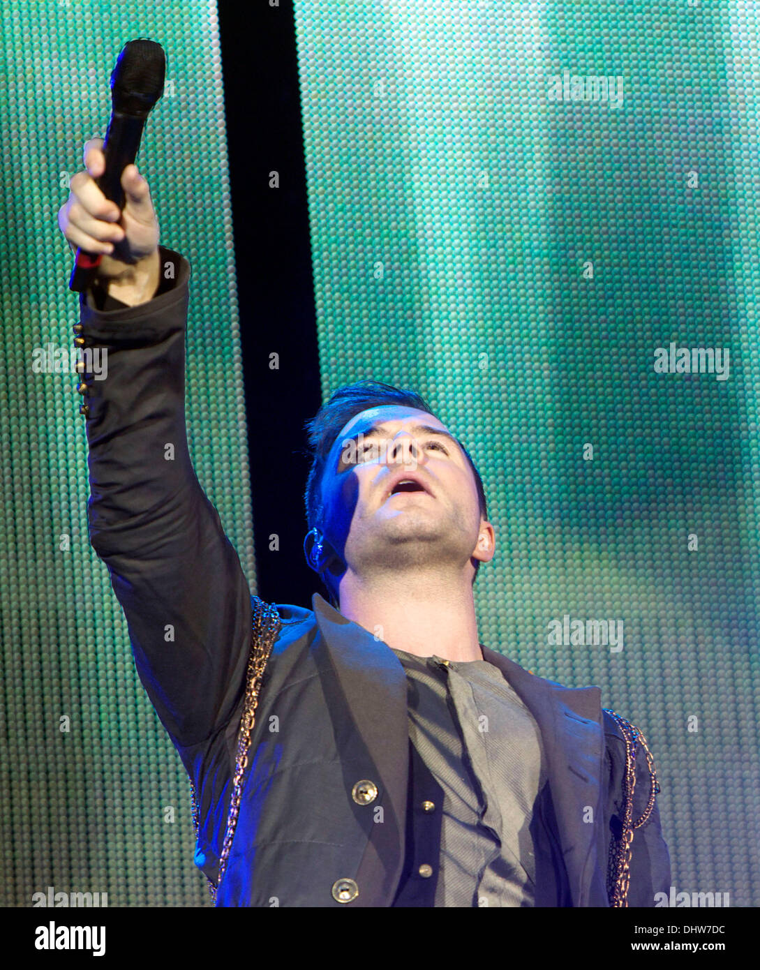 Shane Filan of Westlife performs live on stage at the SECC during their ...