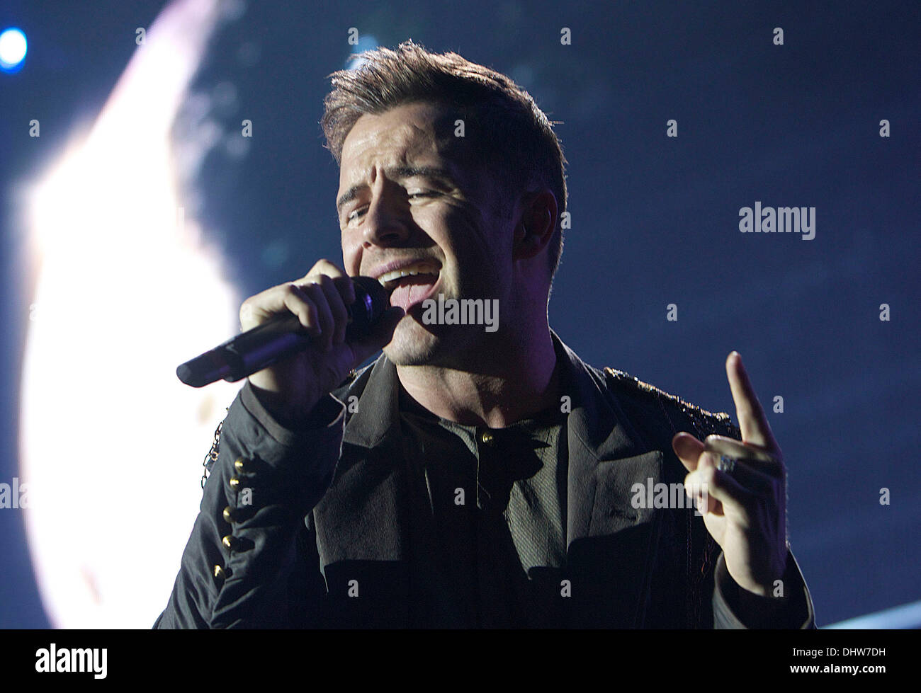 Shane Filan of Westlife performs live on stage at the SECC during their ...