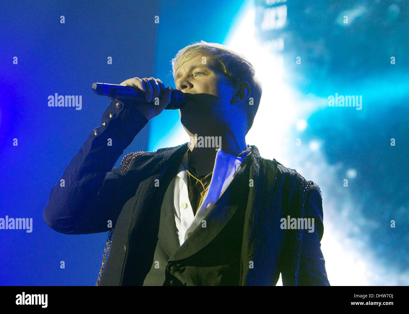 Kian Egan of Westlife performs live on stage at the SECC during their ...