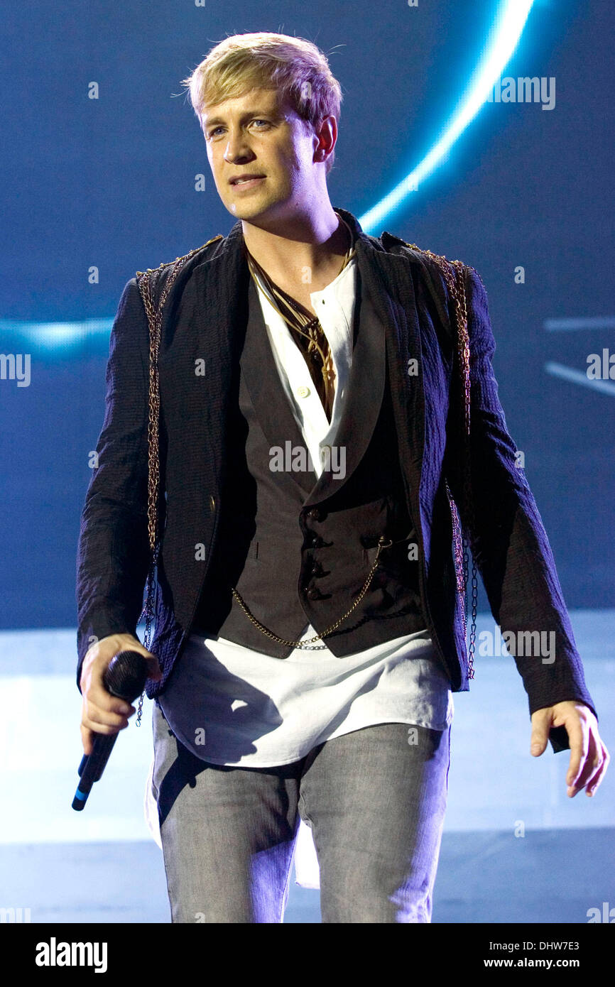 Kian Egan of Westlife performs live on stage at the SECC during their ...