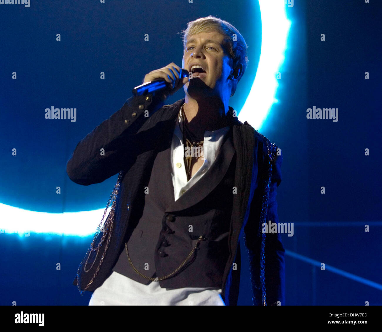 Kian Egan of Westlife performs live on stage at the SECC during their ...