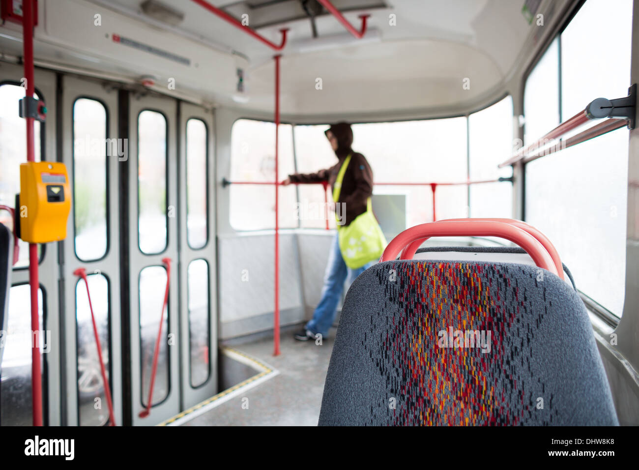 Public transport series - taking a tram commute to work/school (color ...