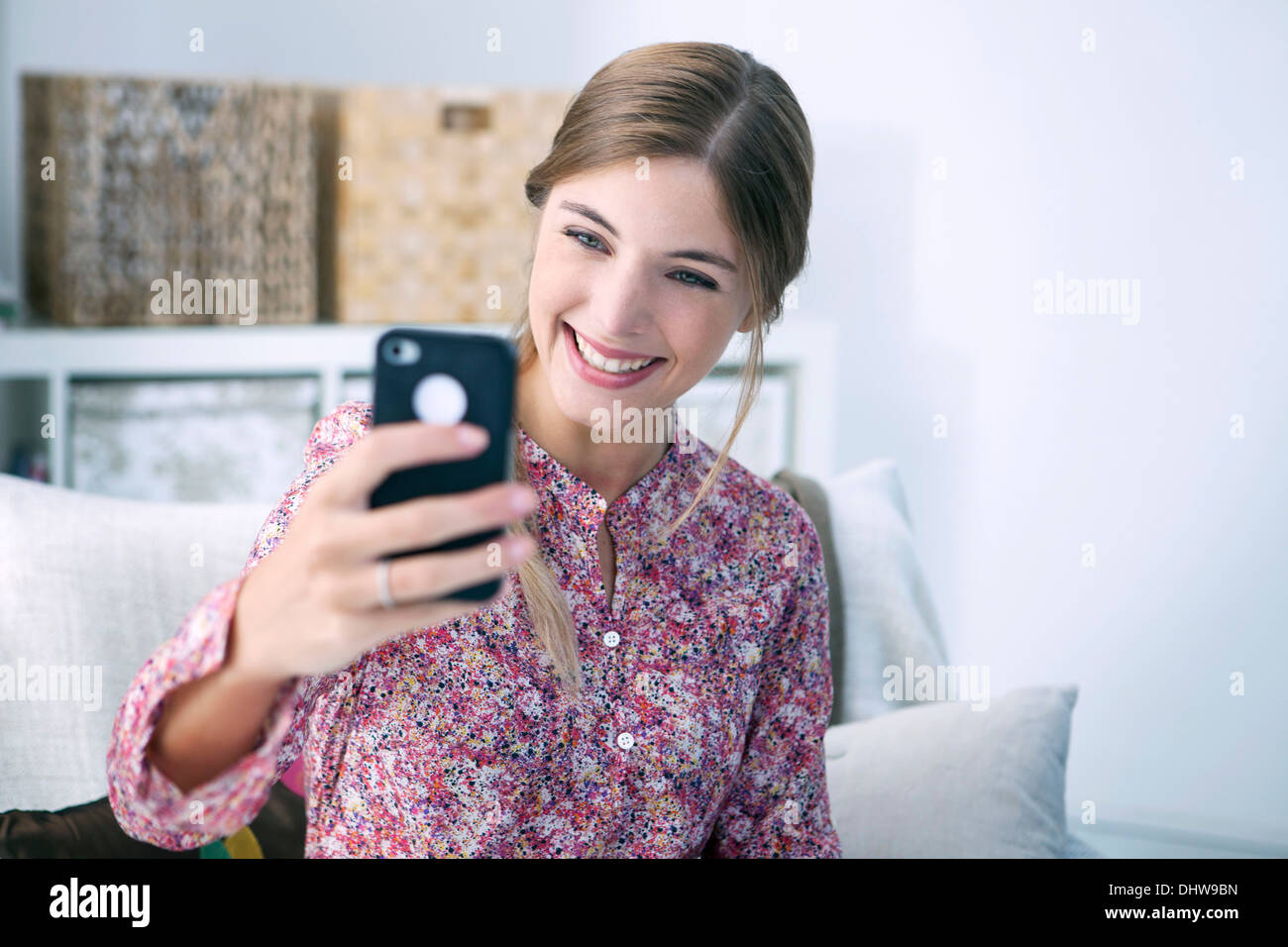 WOMAN WITH PHONE Stock Photo - Alamy