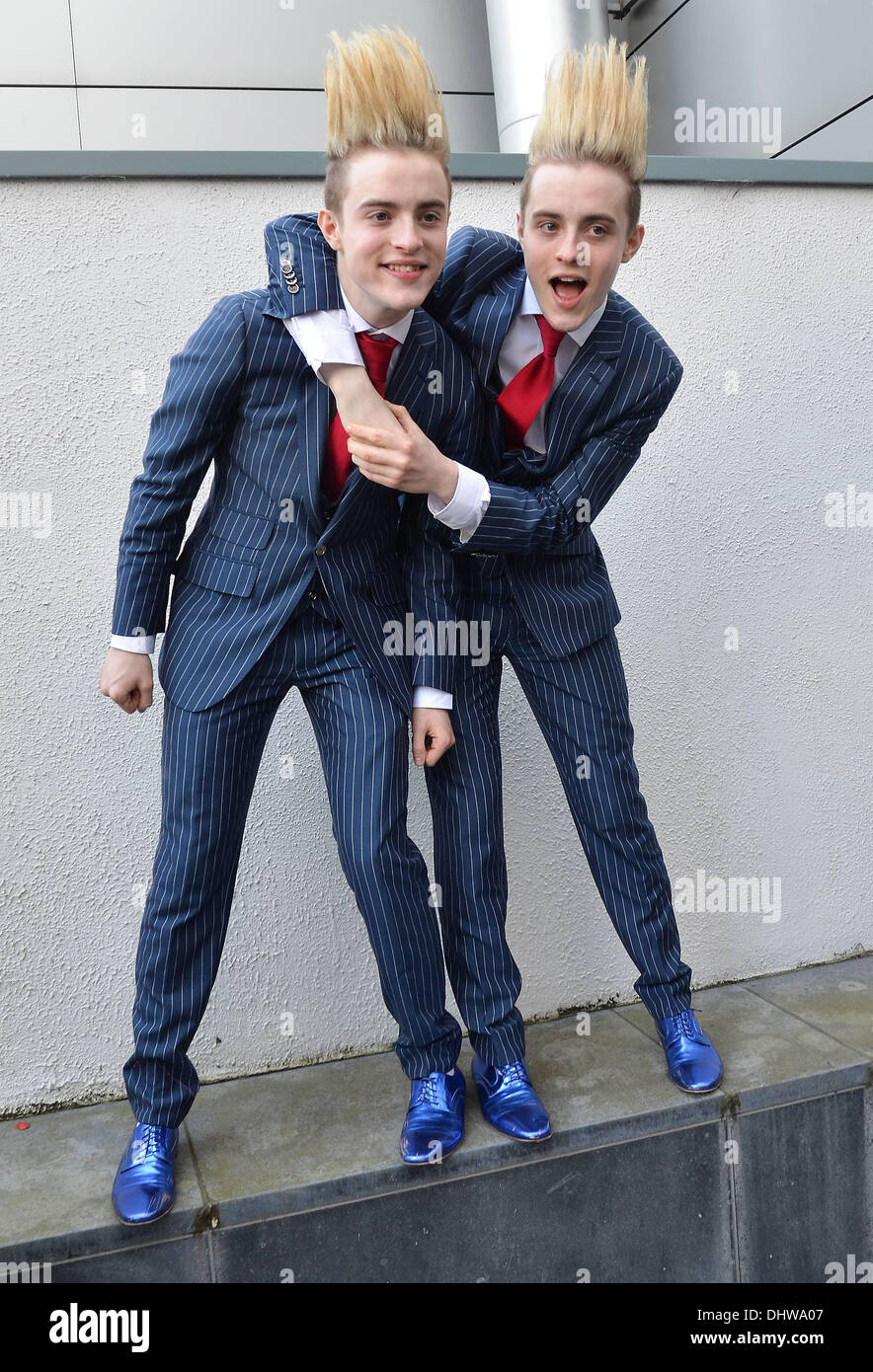 John Grimes and Edward Grimes, aka Jedward arrive back at Dublin ...