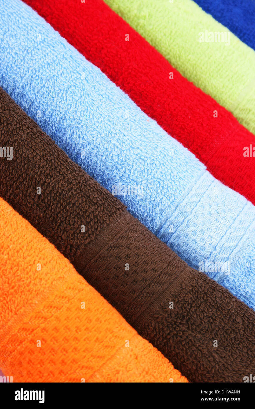 Colorful towels as a background Stock Photo - Alamy
