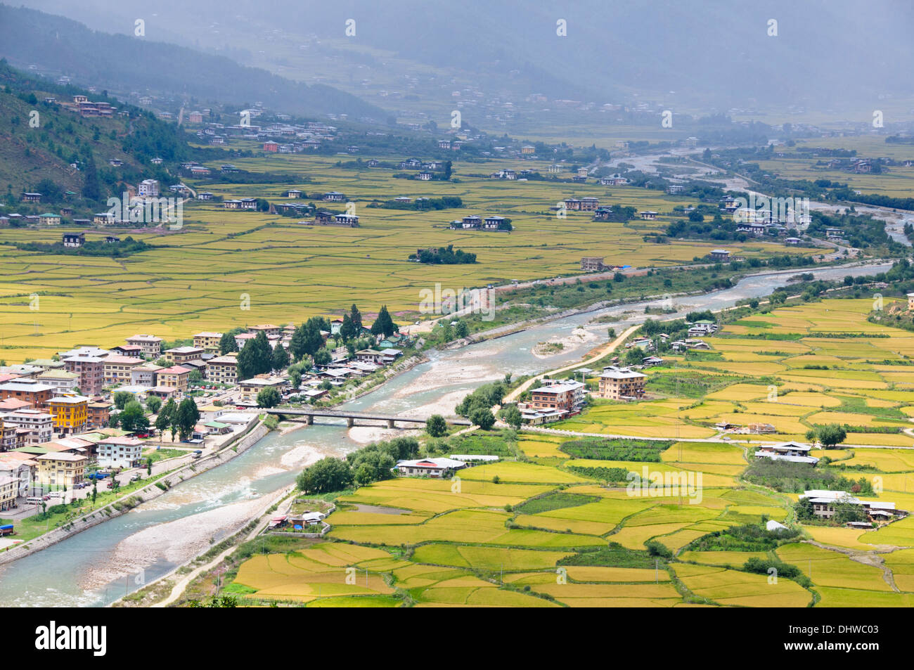 Views from Paro Dzong overlooking the Paro Valley,Rice Paddies,Farming ...