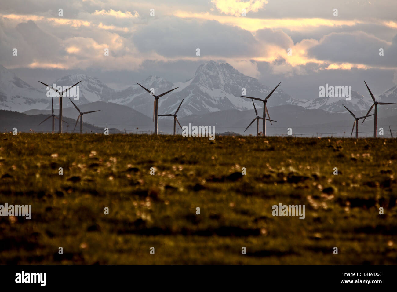 Wind Farm Canada Pincher Creek Rocky Mountains Stock Photo - Alamy