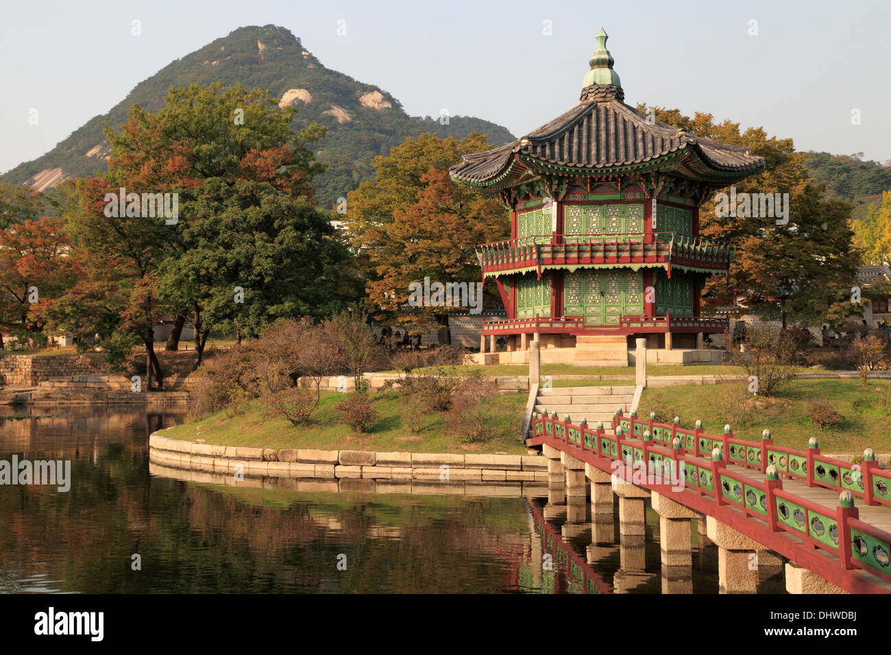 South Korea, Seoul, Gyeongbokgung Palace, Hyangwonjeong Pavilion Stock ...