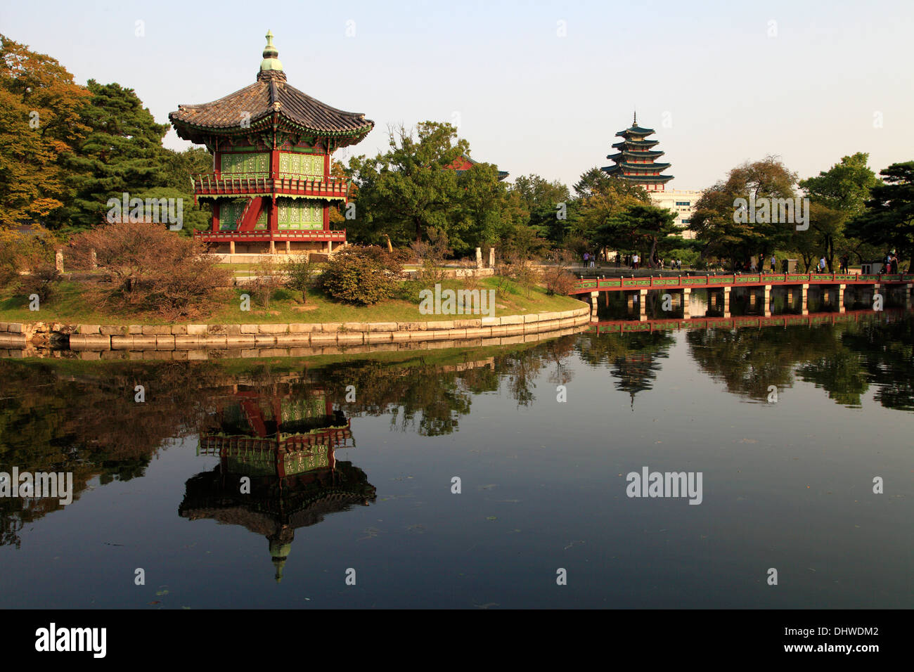 South Korea, Seoul, Gyeongbokgung Palace, Hyangwonjeong Pavilion Stock ...