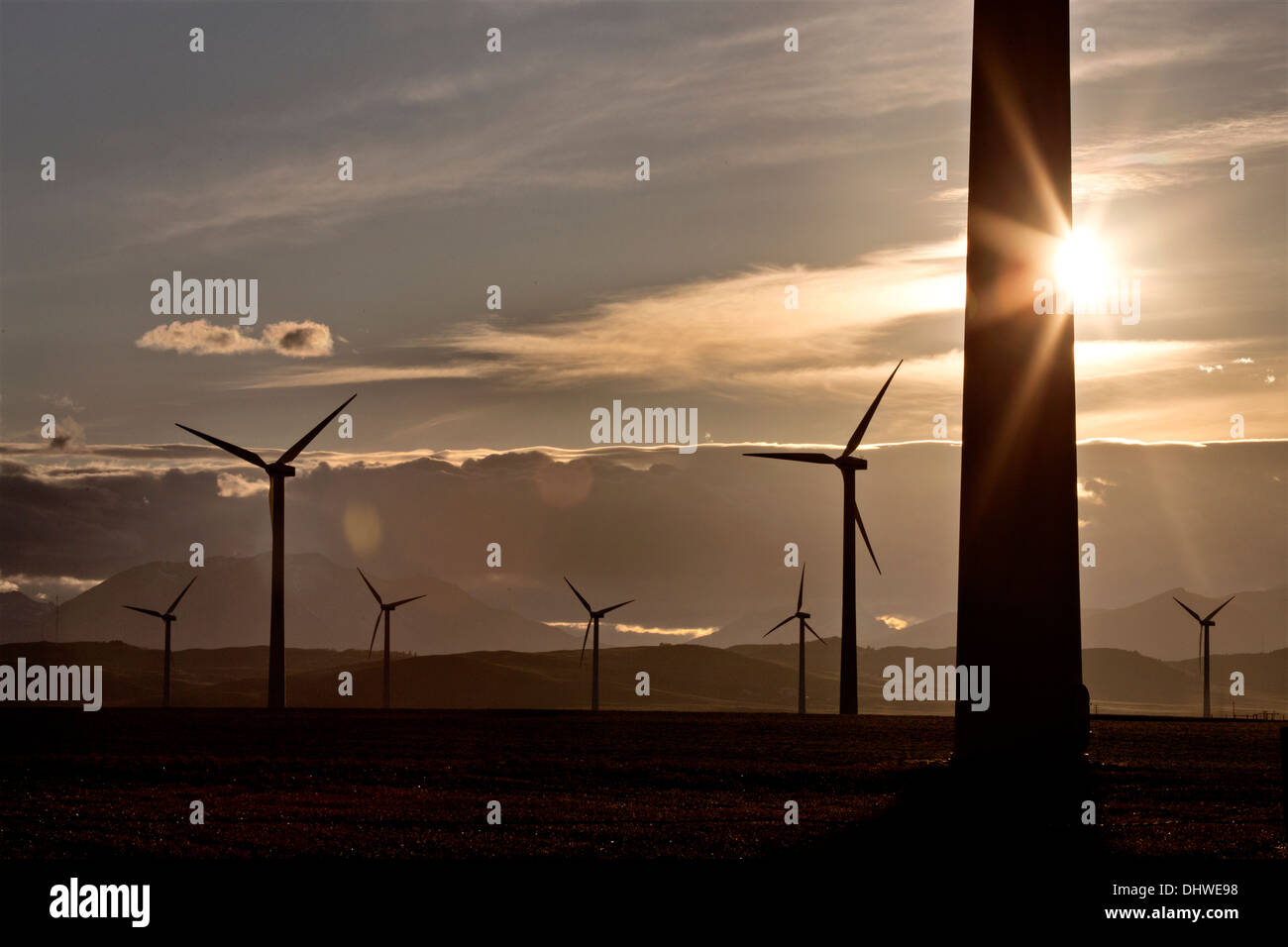 Wind Farm Canada Pincher Creek Rocky Mountains Stock Photo - Alamy