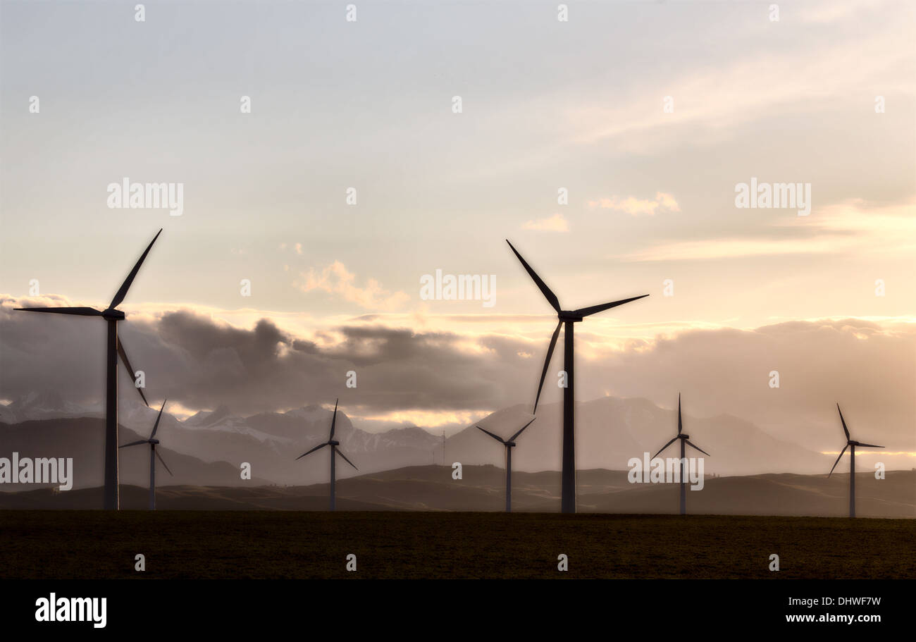 Wind Farm Canada Pincher Creek Rocky Mountains Stock Photo - Alamy