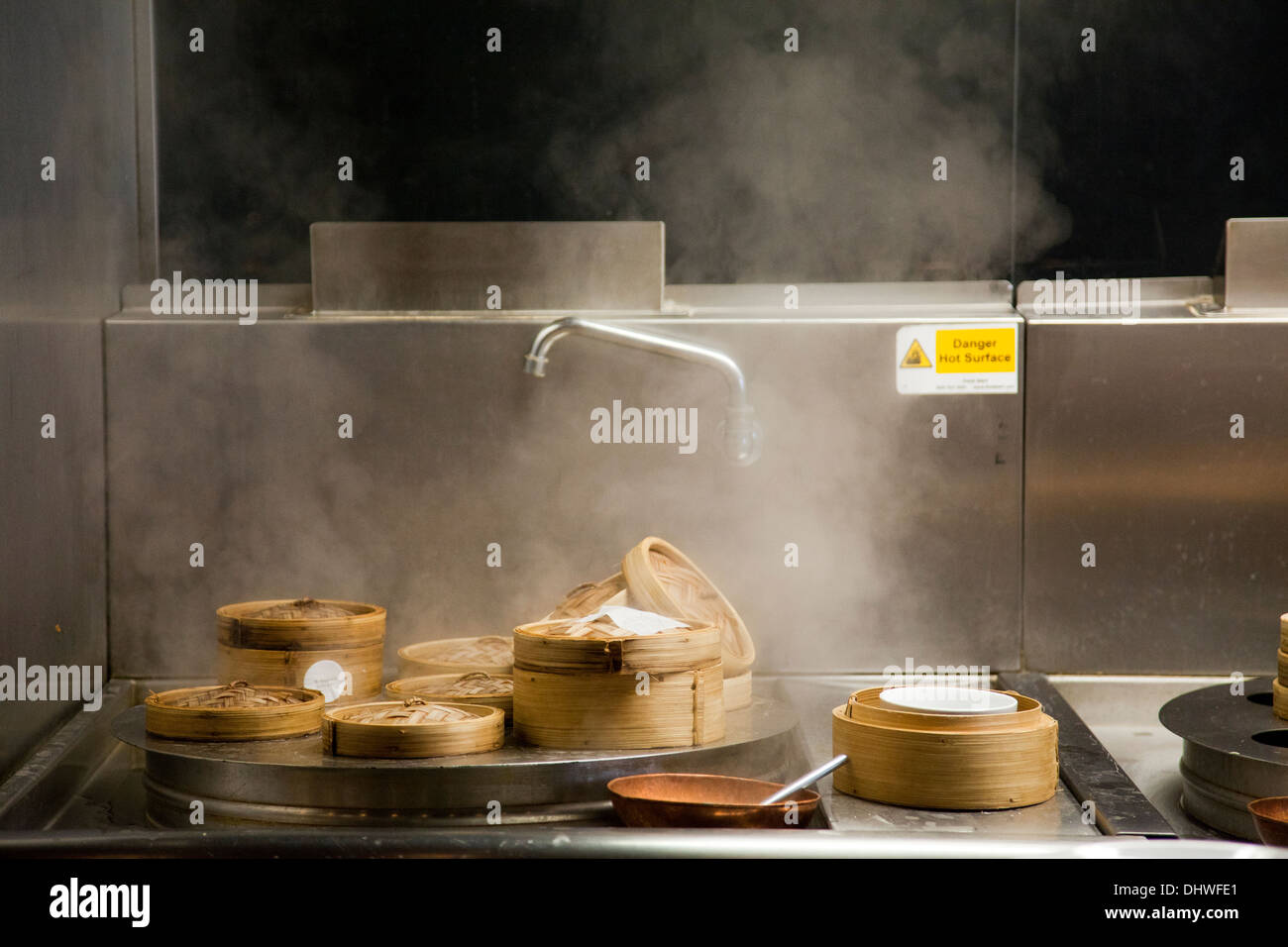 Bamboo Steamers at Ping Pong Restaurant in Soho - London UK Stock Photo ...